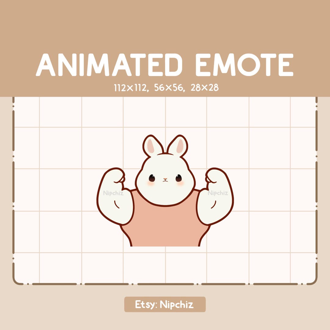 Animated Emote Rabbit is Flexing His Muscle - Cute Cartoon Emote ...