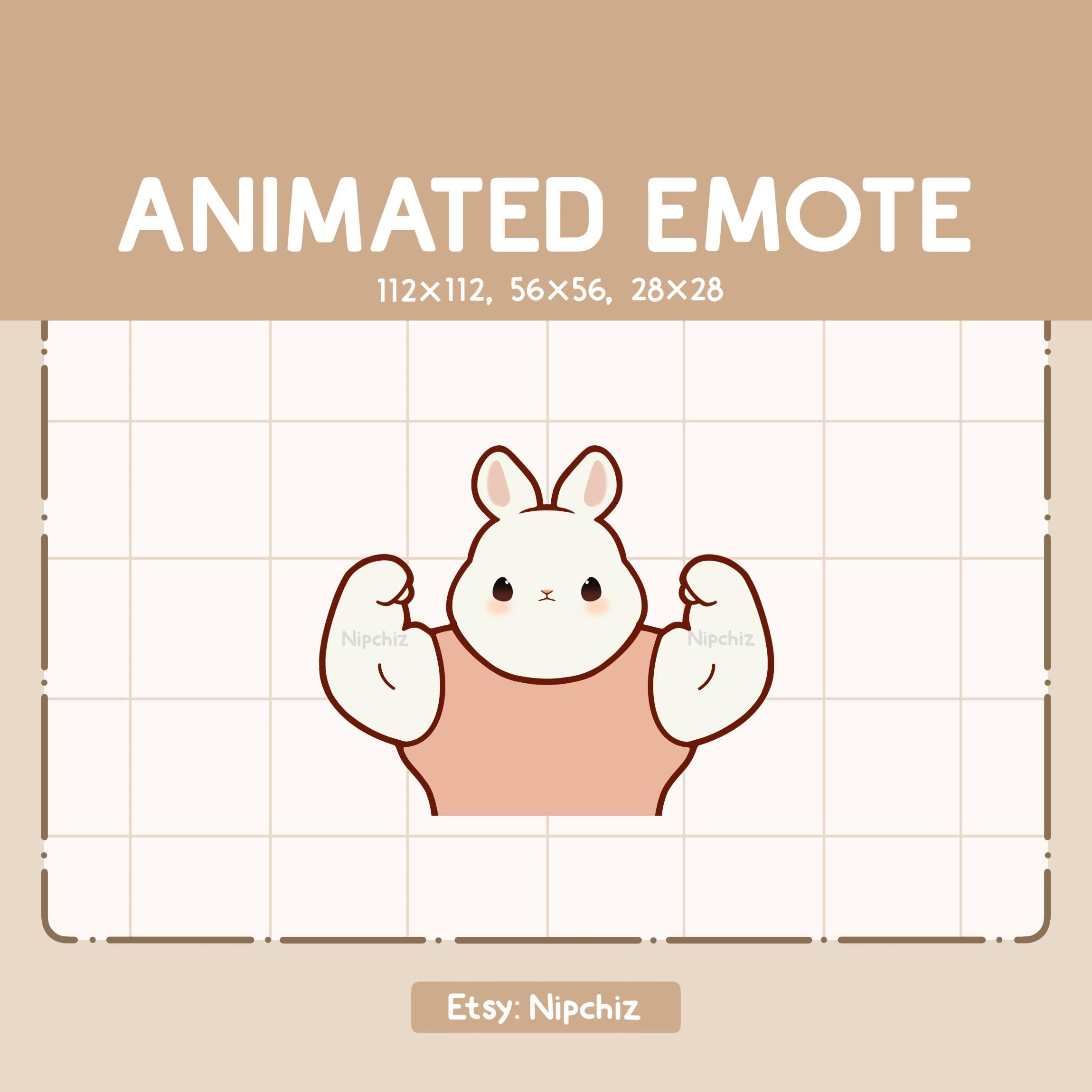 Animated Emote Rabbit is Flexing His Muscle - Cute Cartoon Emote ...