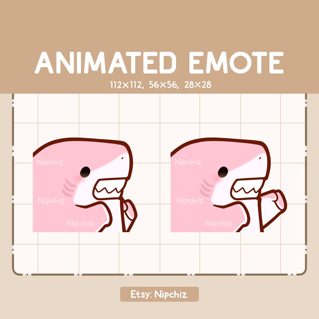 Animated Cute Pink Shark Punching Fast Emote / Funny Cartoon Emote ...