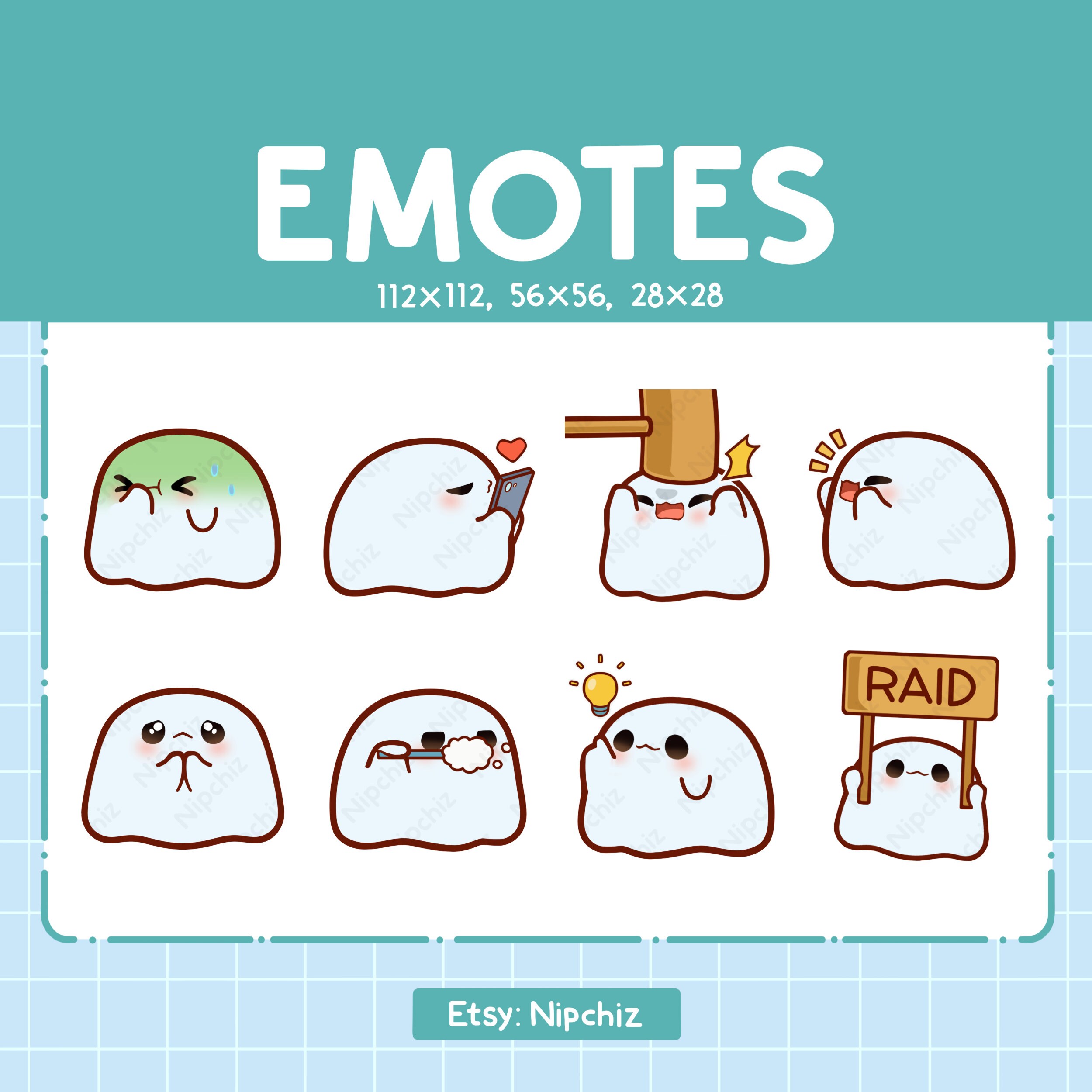 Ghost Emotes / 8 Cute Ghost Emotes / Kawaii Emotes / Ready to Use ...