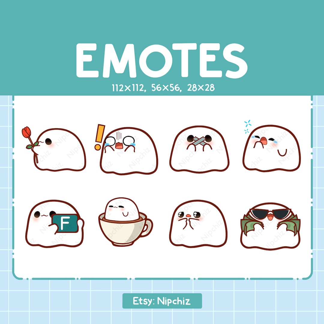 Ghost Emotes / Cute Emoji Pack / 8 Ghost Emotes for Streaming / Bundle ...