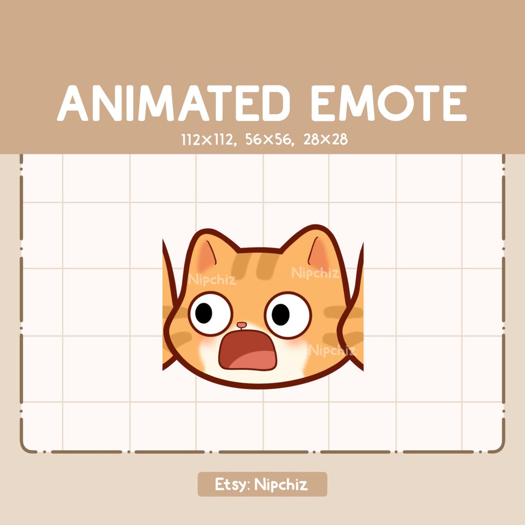 Animated Emote Chibi Shocked Orange Tabby Cat is Surprised / Adorable ...