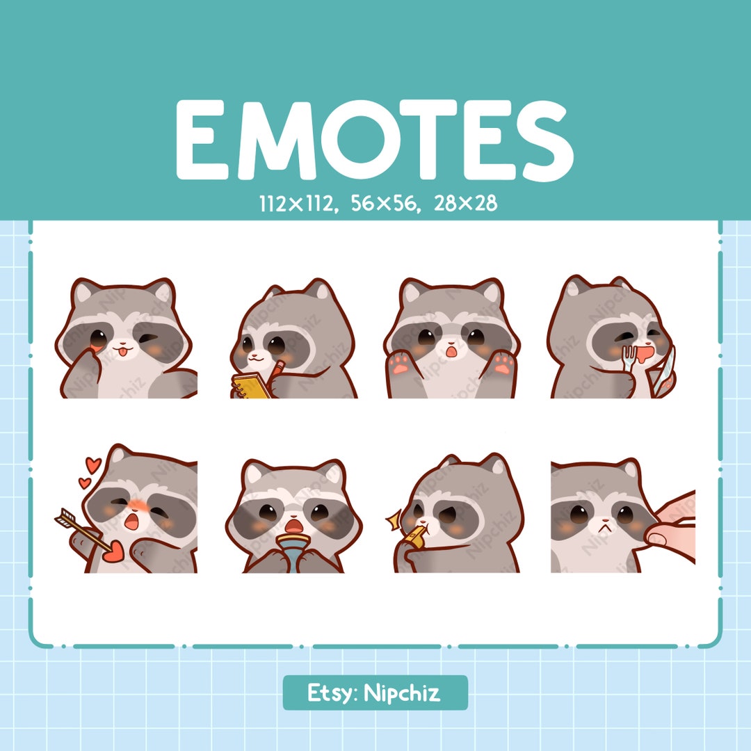 Cute Raccoon Emotes | 8 Emotes for Streamer | Cute Raccoon Emote Pack ...