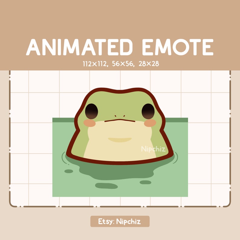 Animated Emote Adorable Chubby Green Frog Spinning on Green Water Ready ...