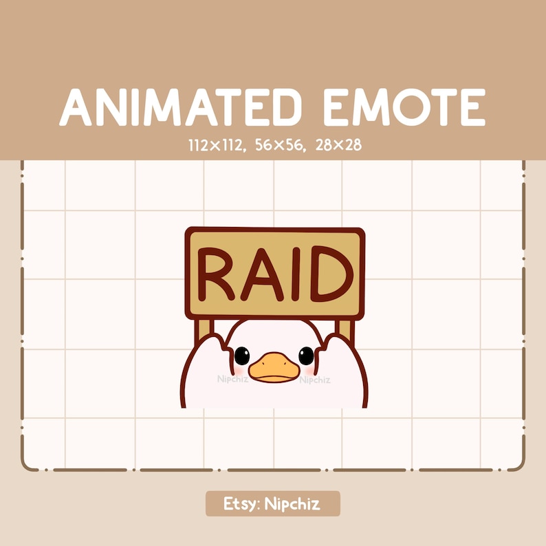 Animated Emote Cute Duck Holding Raid Wooden Sign - Cute Cartoon Emote - Ready to Use – Chibi ...