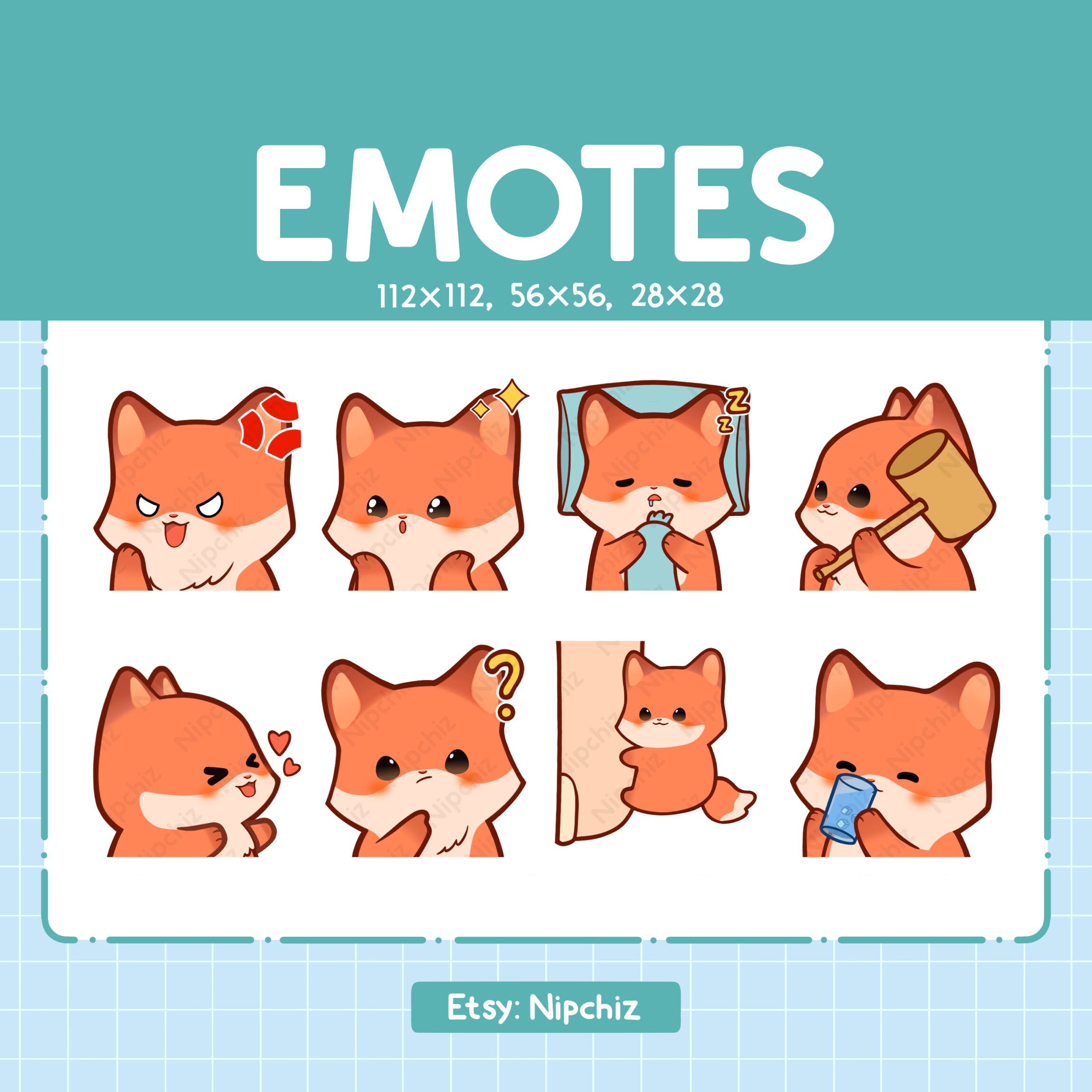 Chibi Fox Emotes for Streamer 8 Kawaii Cute Fox Emoji Pack for ...