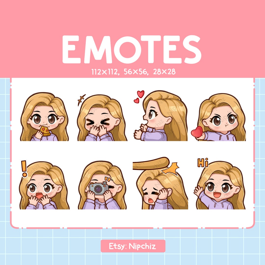 Cute Girl Emotes (8) | Long Straight Blonde Hair | Brown Eyes, Emoji ...