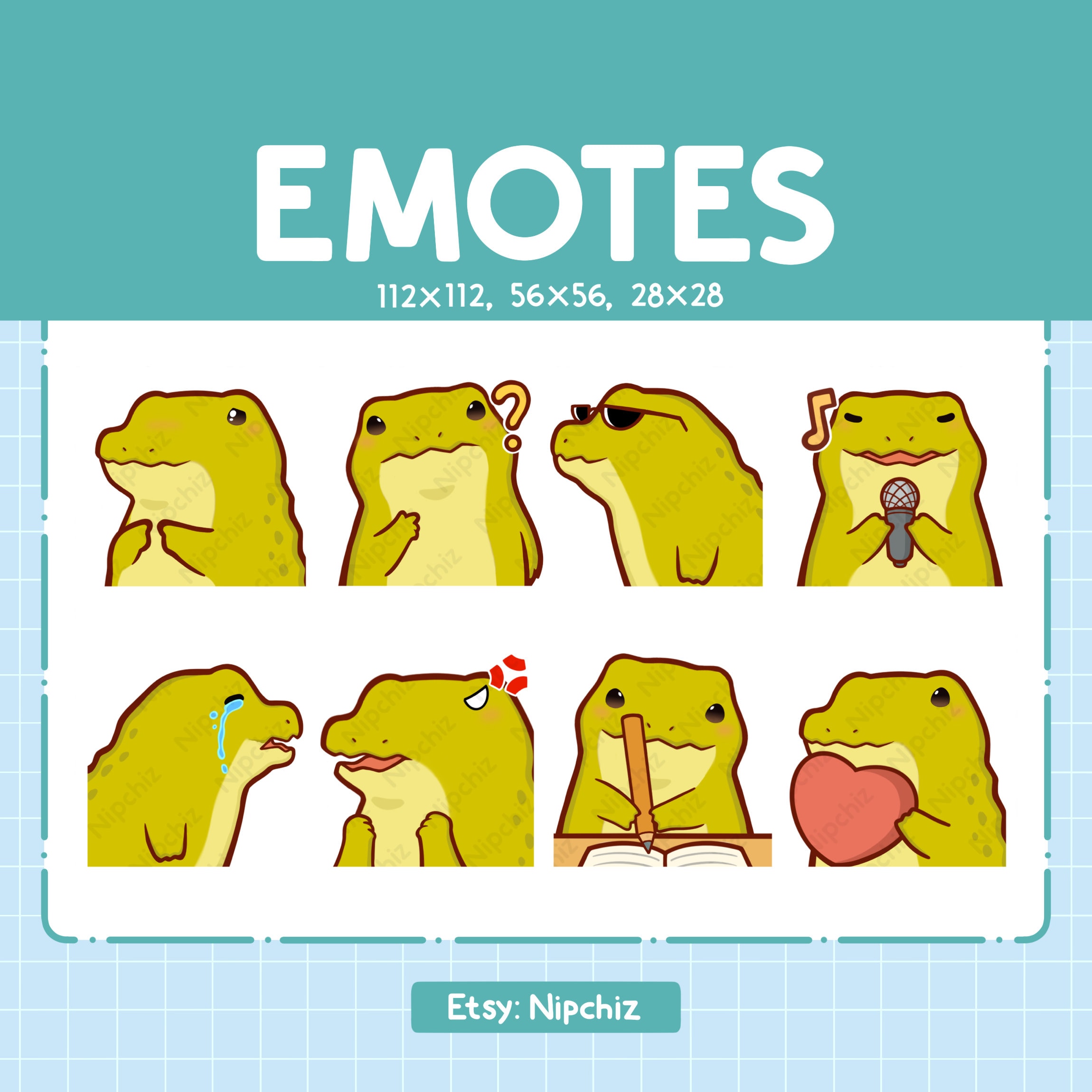 Cute Crocodile Emotes | 8 Emotes for Streamer | Cute Alligator Emote ...
