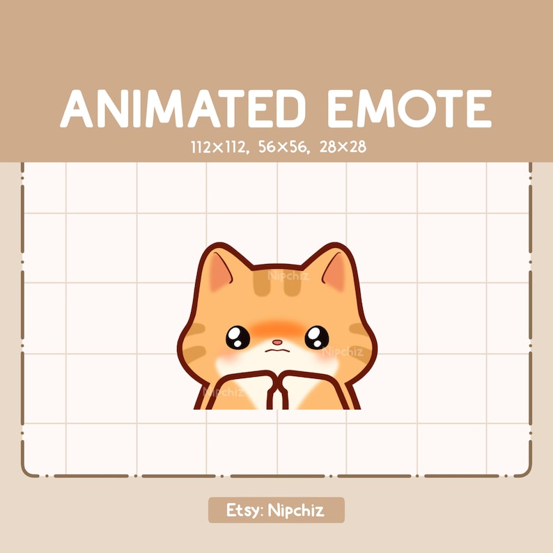 Animated Emote Orange Tabby Cat Shy and Begging / Cute Funny Emote ...