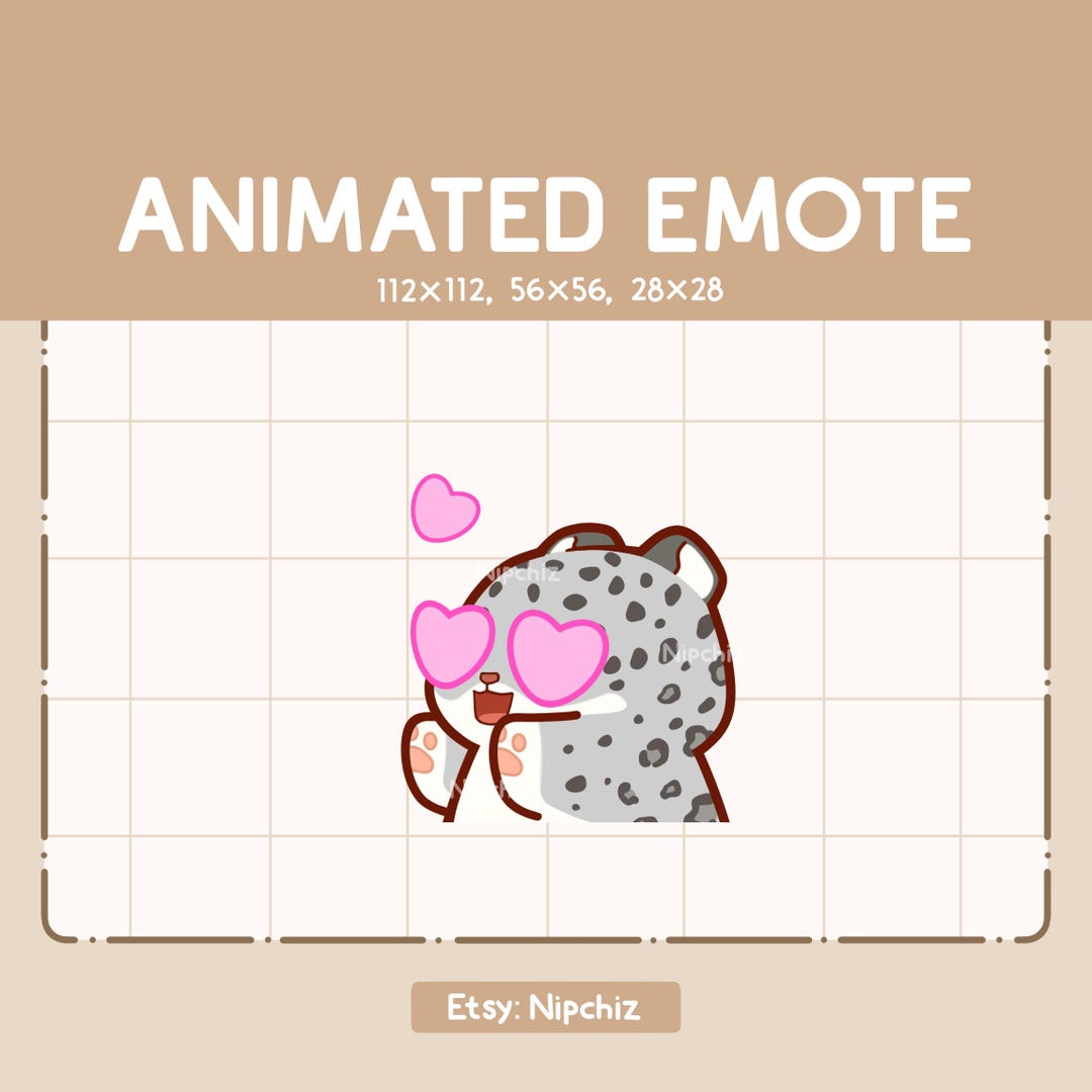 Animated Emote Adorable Snow Leopard in Love is Chasing - Kawaii Funny ...