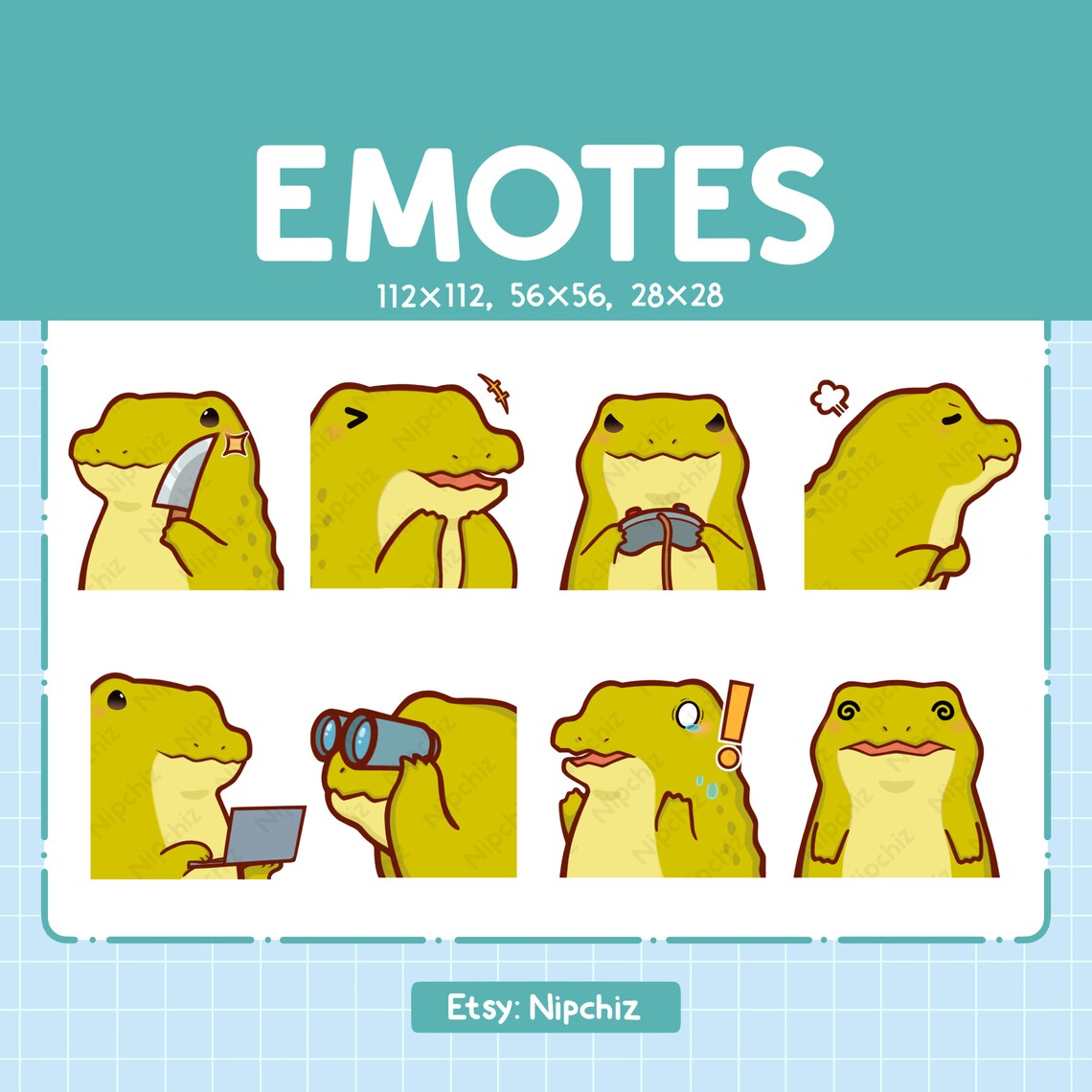 Crocodile Emotes for Streaming | Kawaii Animal Emoji | (8) Cute ...