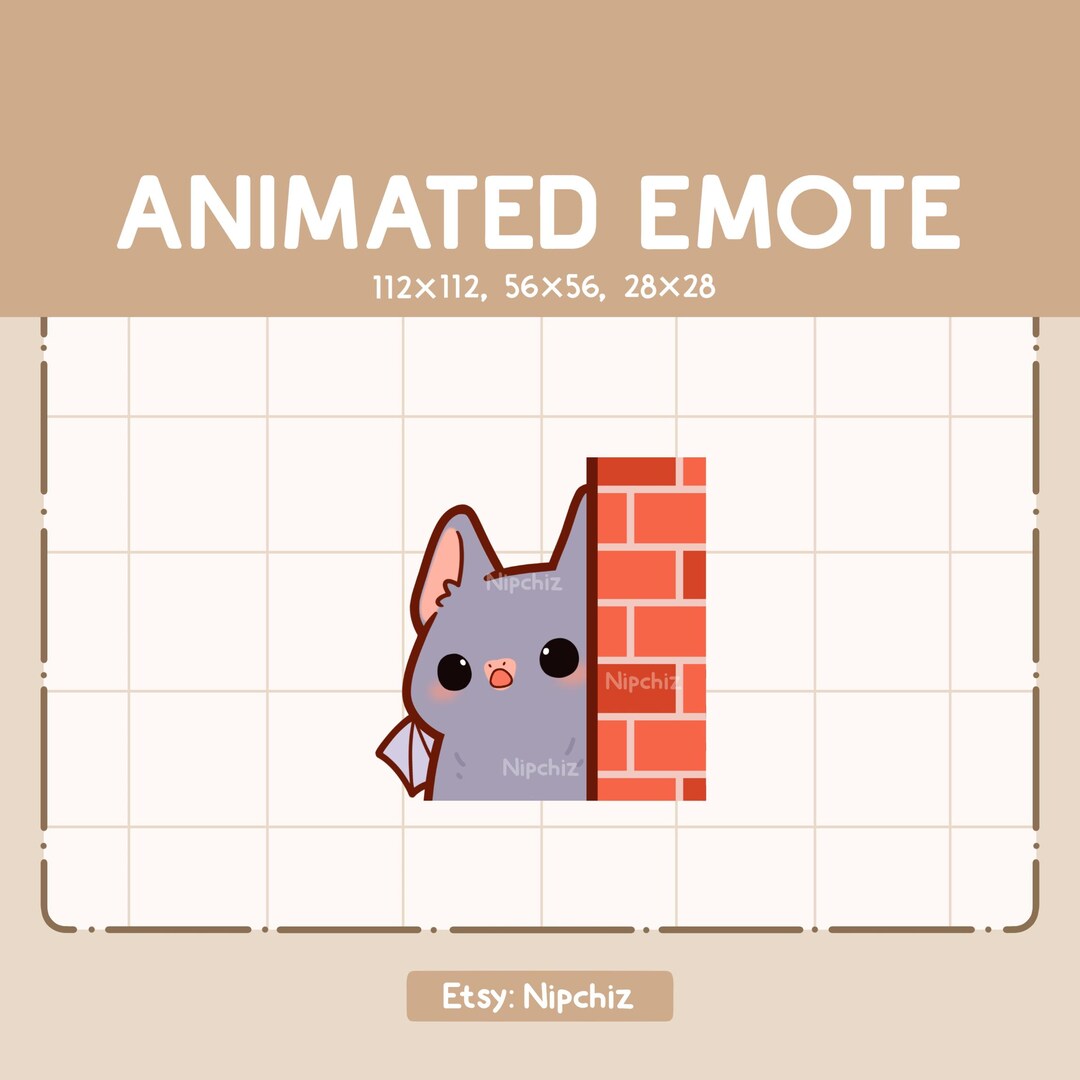 Animated Emote Adorable Bat is Peeking Through the Wall Corner ...
