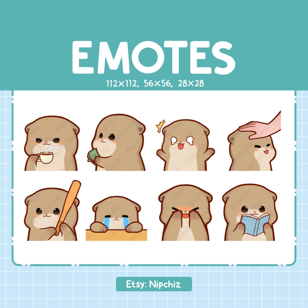 Kawaii Otter Emotes 8 Cute Emotes for Streamer Chibi - Etsy