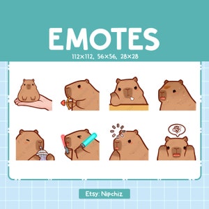 Cute Capybara Emotes 8 Pack | Chibi Capybara Emotes for Streamer ...