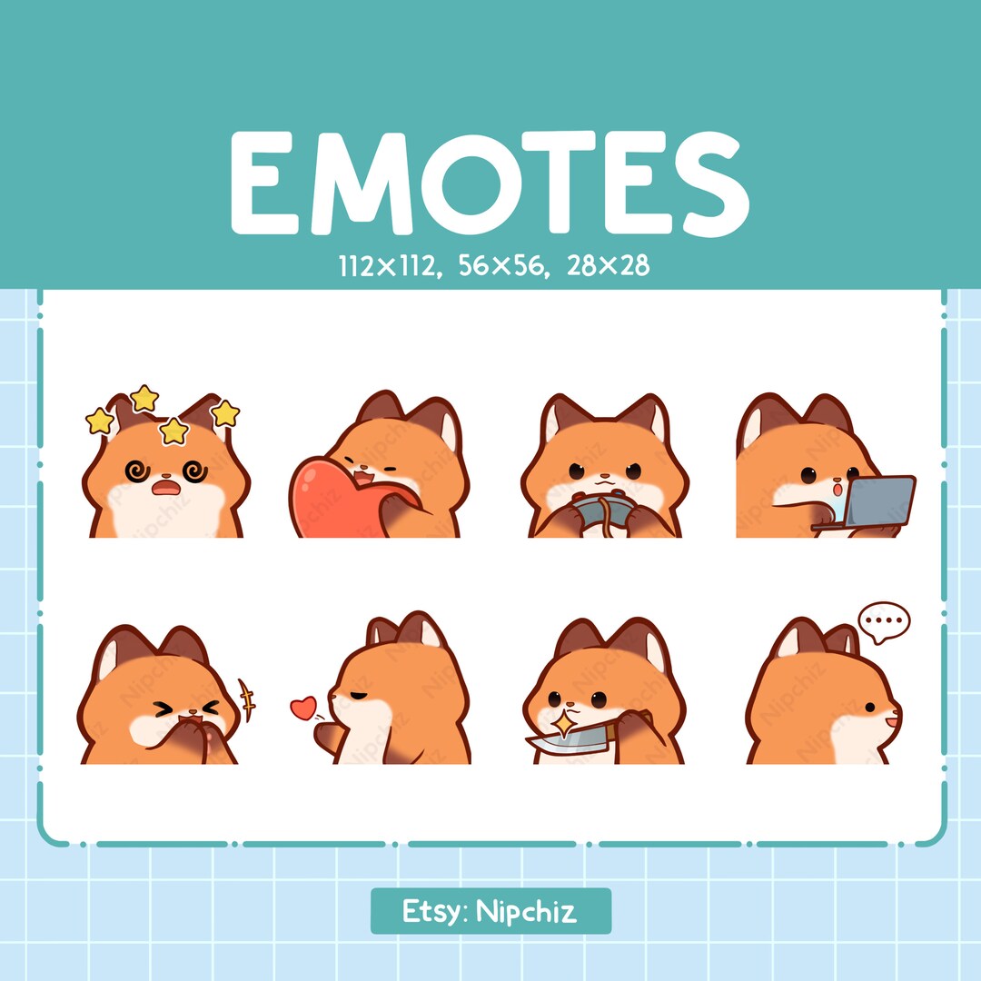 Emotes Fox 8 Cute Emotes for Streaming Digital Chibi Red Fox Emote ...