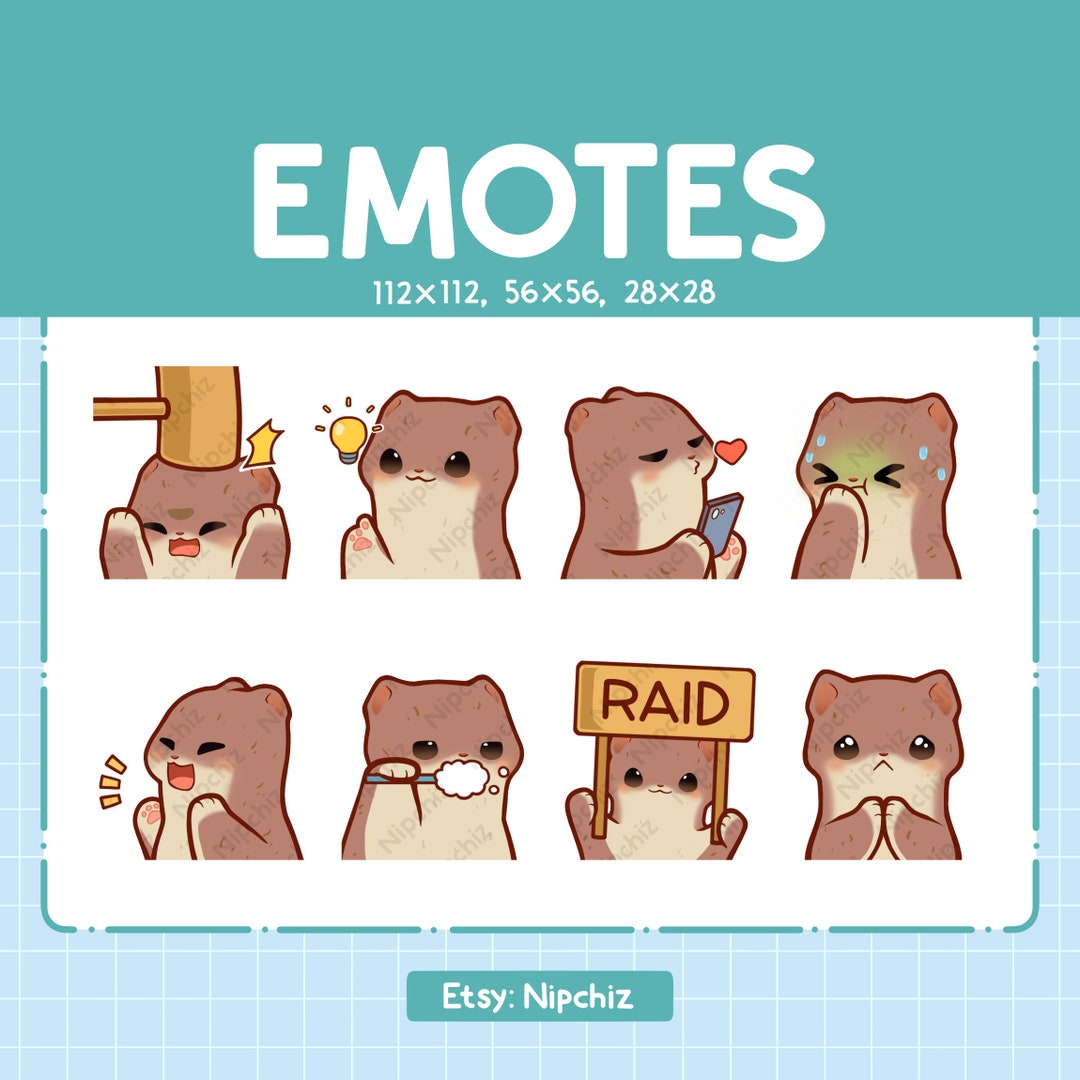 Stoat Emotes / Cute Emoji Pack / 8 Stoat Emotes for Streaming / Bundle ...