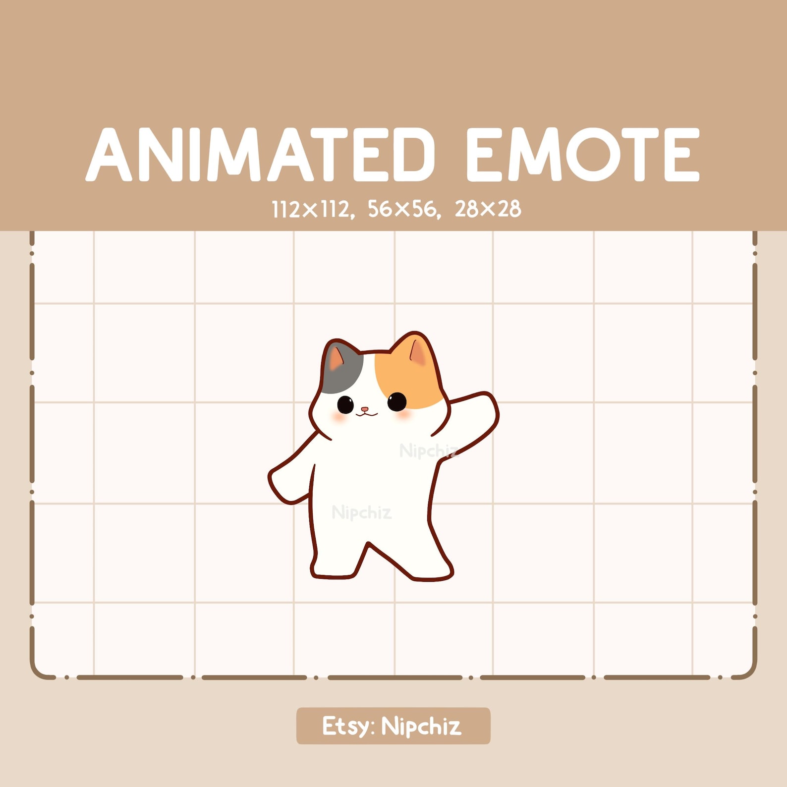 Animated Emote Joyful Calico Cat Dancing - Cartoon Emote - Funny Emote ...