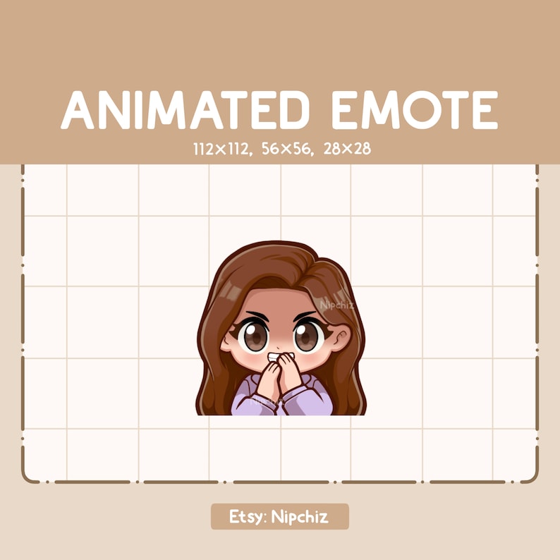 Animated Emote Girl Long Straight Brown Hair Has a Plan With Scheming ...