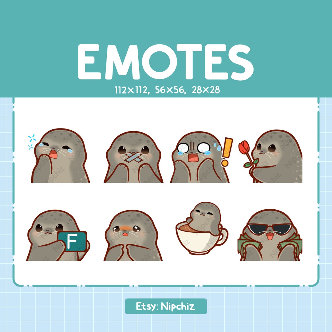 Seals Emotes / 8 Cute Seals Bundle / Emotes for Streamer Kawaii Emoji ...