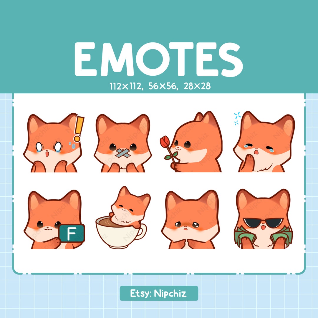 Emotes Fox 8 Cute Emotes for Streaming Digital Chibi Red Fox Emote ...