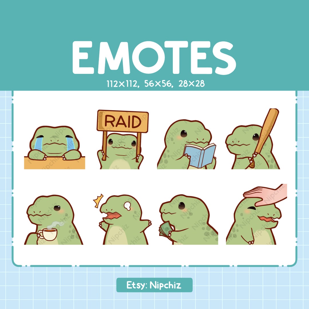 Dinosaur Trex Emotes / Cute Emoji Pack / 8 Tyrannosaurus Rex Emotes for ...