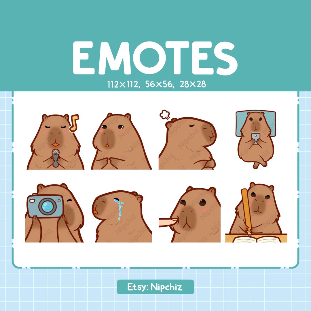 Capybara Emotes for Streaming Kawaii Animal Emoji 8 Cute - Etsy