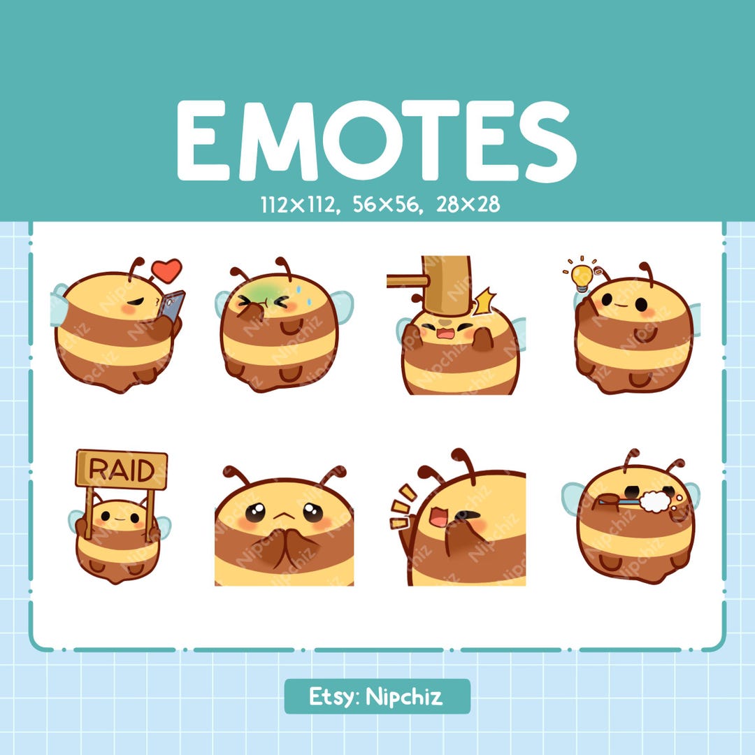 Bee Emotes / 8 Cute Bee Emotes / Kawaii Emotes / Ready to Use / Funny ...