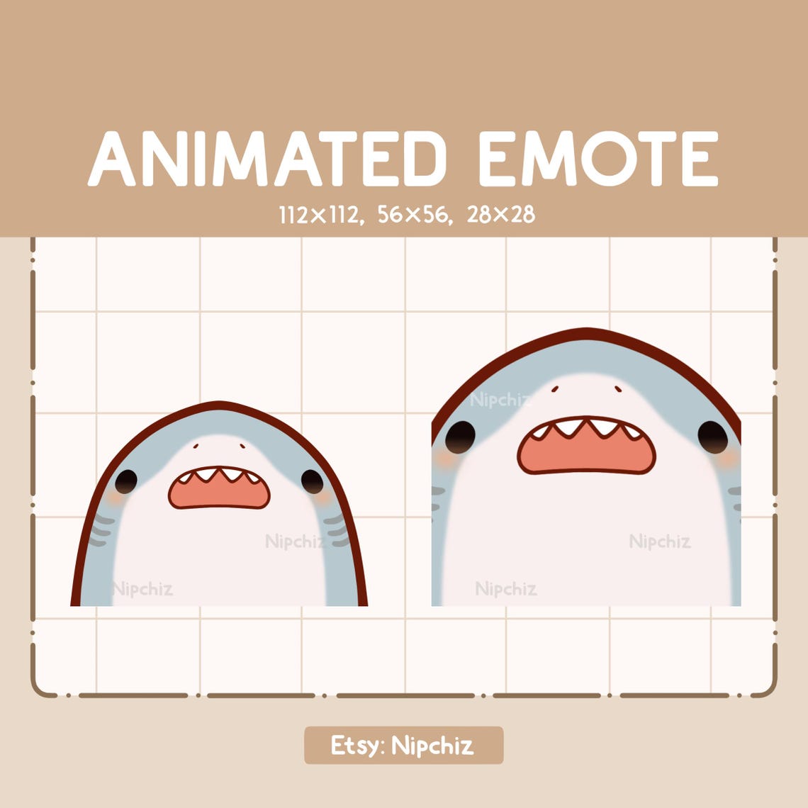 Animated Emote Cute Zoomed in Shark is Being Astonished - Cartoon Emote ...