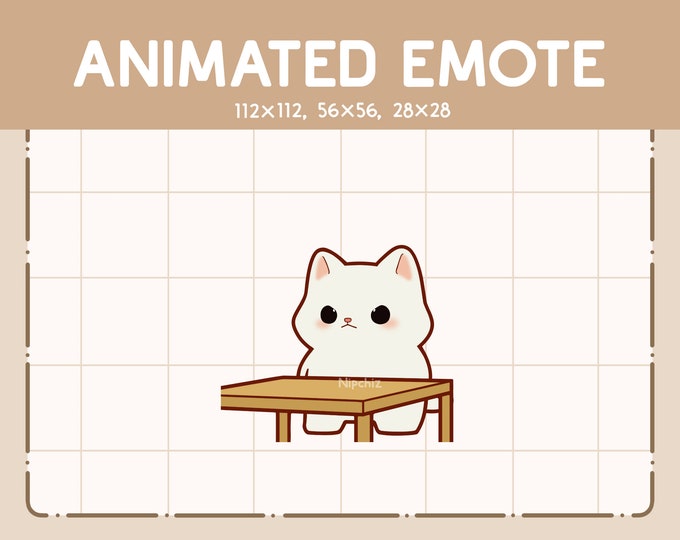 Animated Emote Chibi White Cat is Confused Showed by A Loading Sign ...