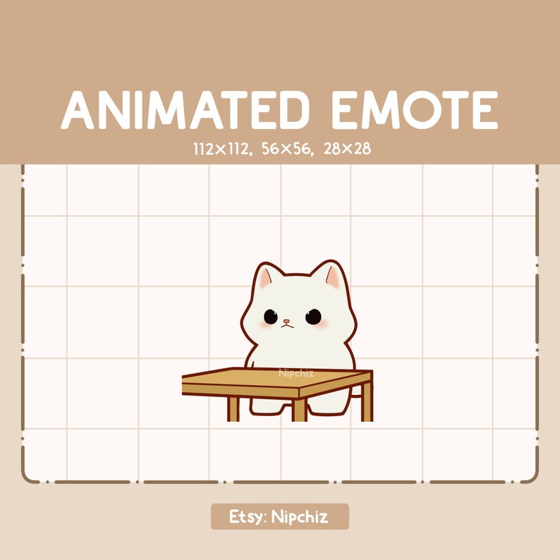 Animated Emote Chibi White Cat Angry by Flipping a Table in Front of ...