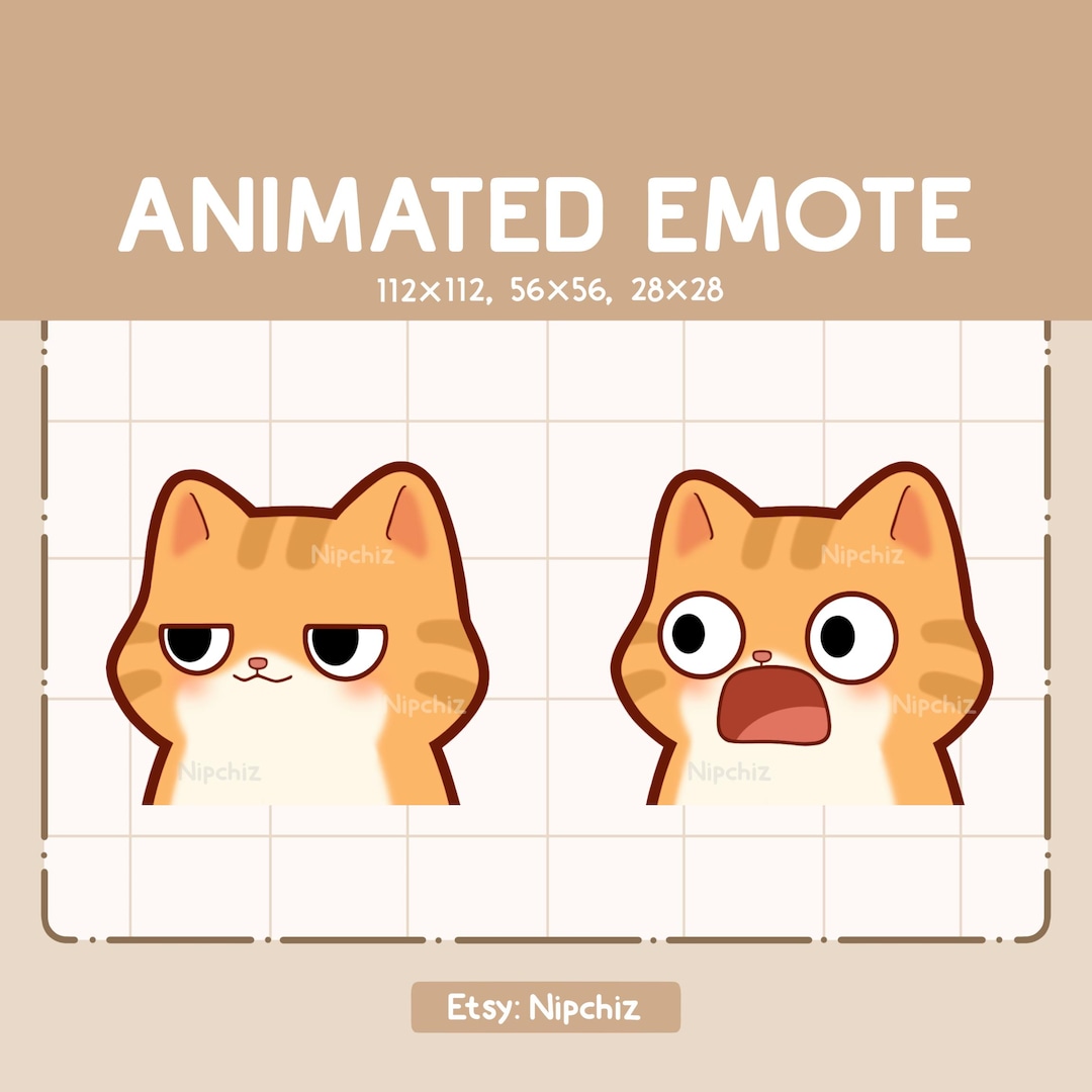 Animated Emote Chibi Orange Tabby Cat is Suddenly Shocked - Cute Funny ...