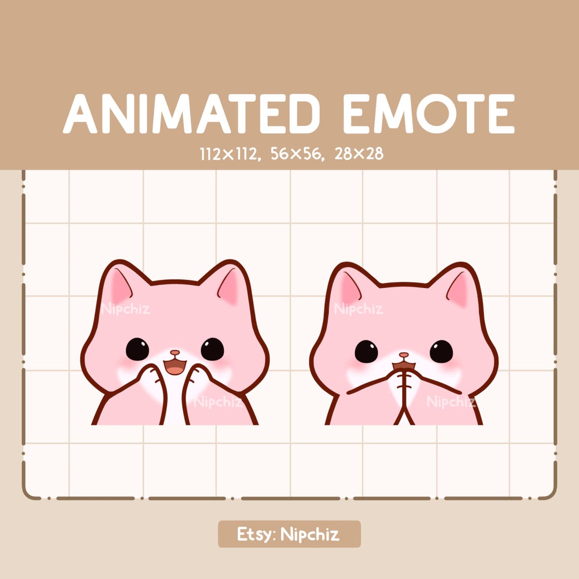 Animated Emote Chibi Pink Cat is Clapping His Hand - Adorable Cartoon ...