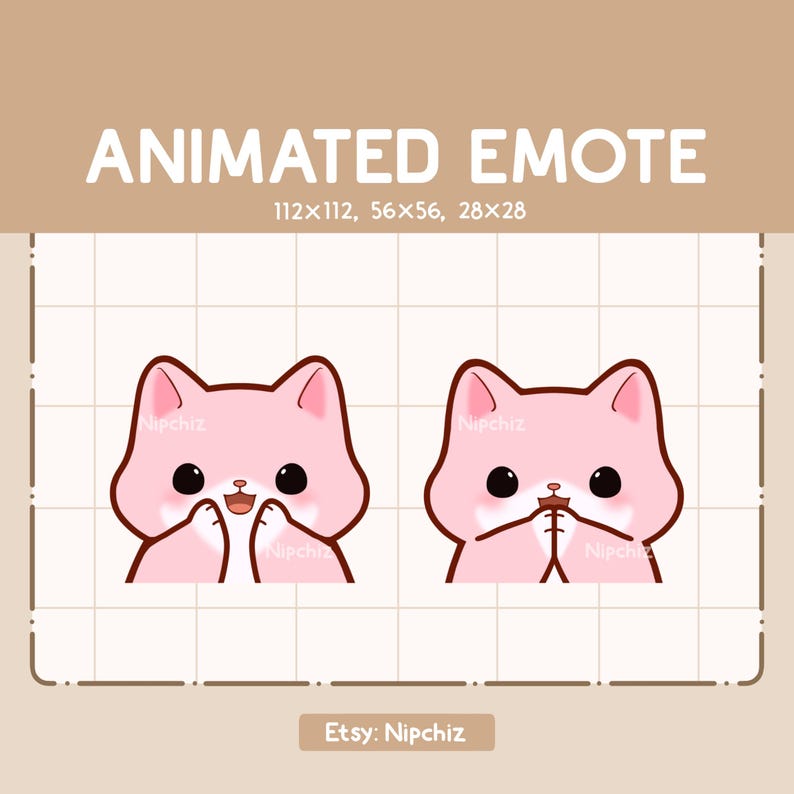 Animated Emote Chibi Pink Cat is Clapping His Hand - Adorable Cartoon ...