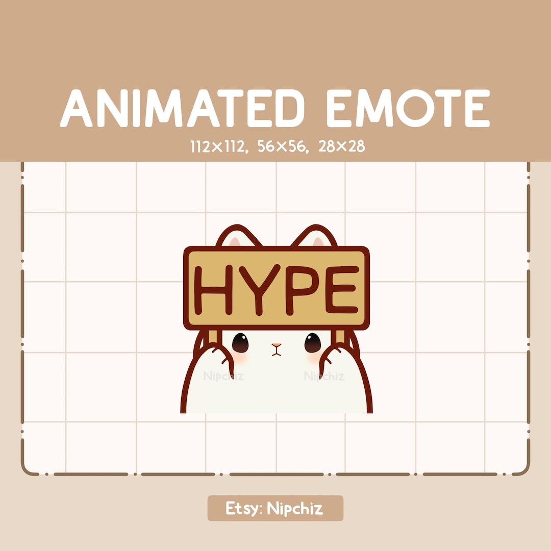 Animated Emote Cute Rabbit Holding Hype Wooden Sign/ Emote for Streamer ...