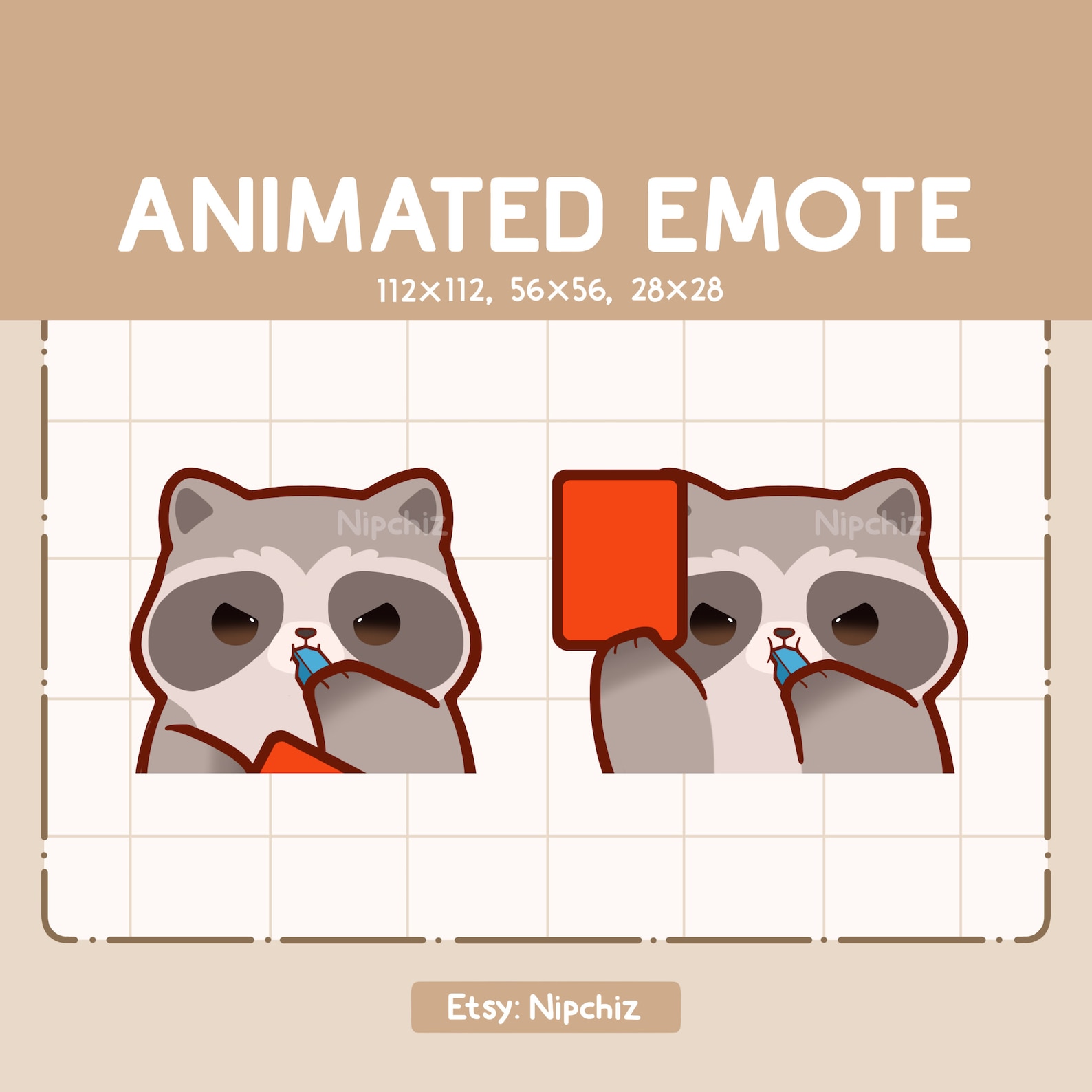 Animated Emote Adorable Cute Raccoon Blowing Whistle and Showing a Red ...