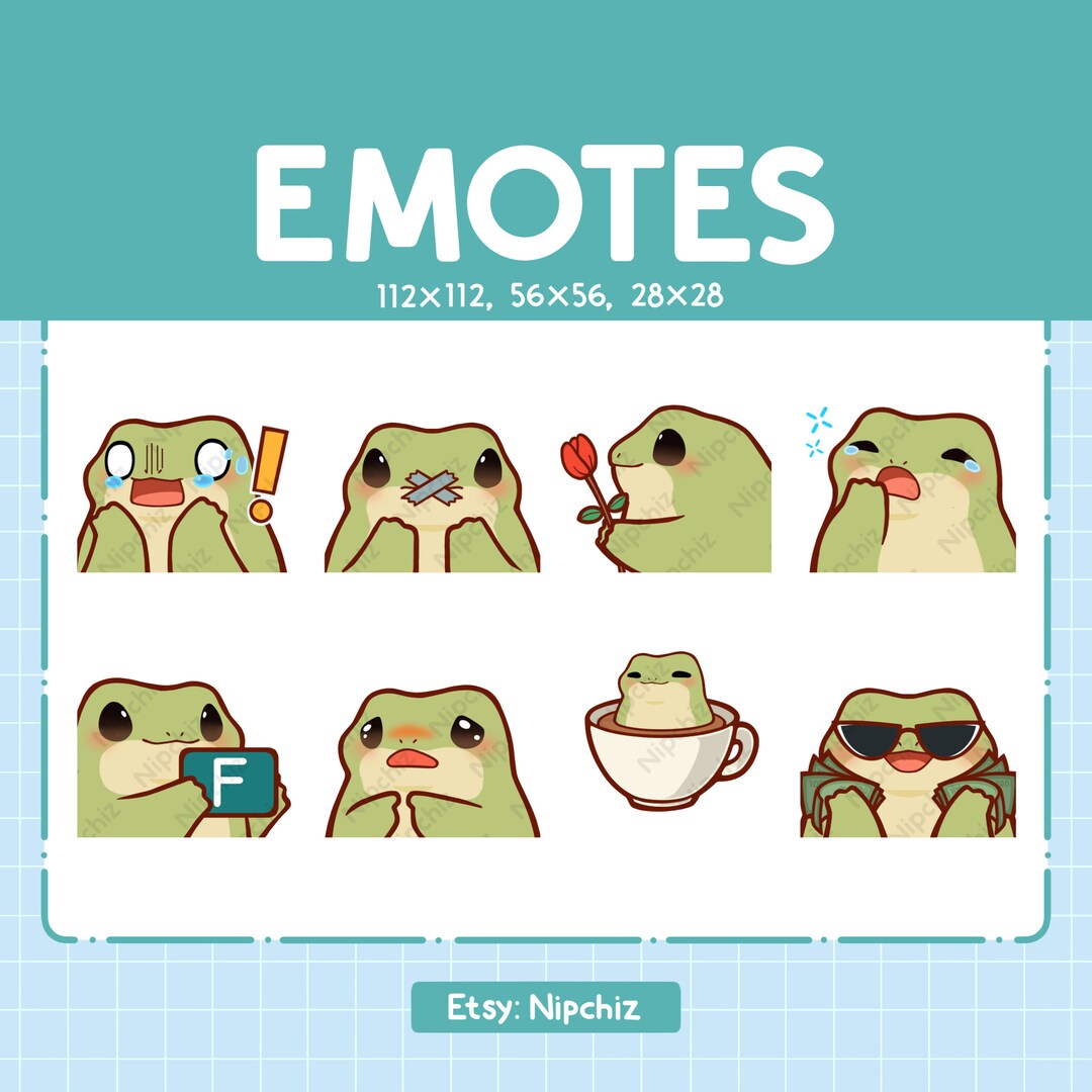 Chibi Frog Emotes for Streamer 8 Kawaii Cute Frog Emoji Pack for ...