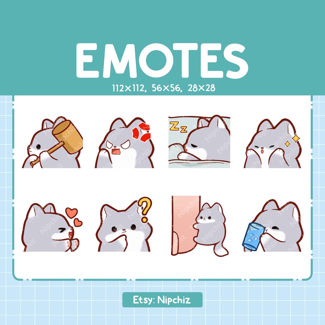 Kawaii Wolf Emotes (8) – Cute Emotes for Streamer – Chibi Wolf Emoji ...