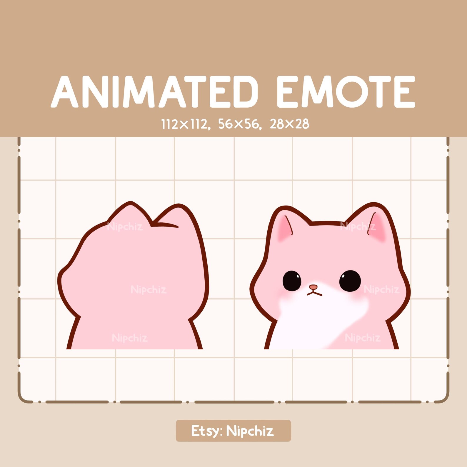 Animated Emote Cute Pink Cat Turning Around Adorable Emote Funny Emote ...