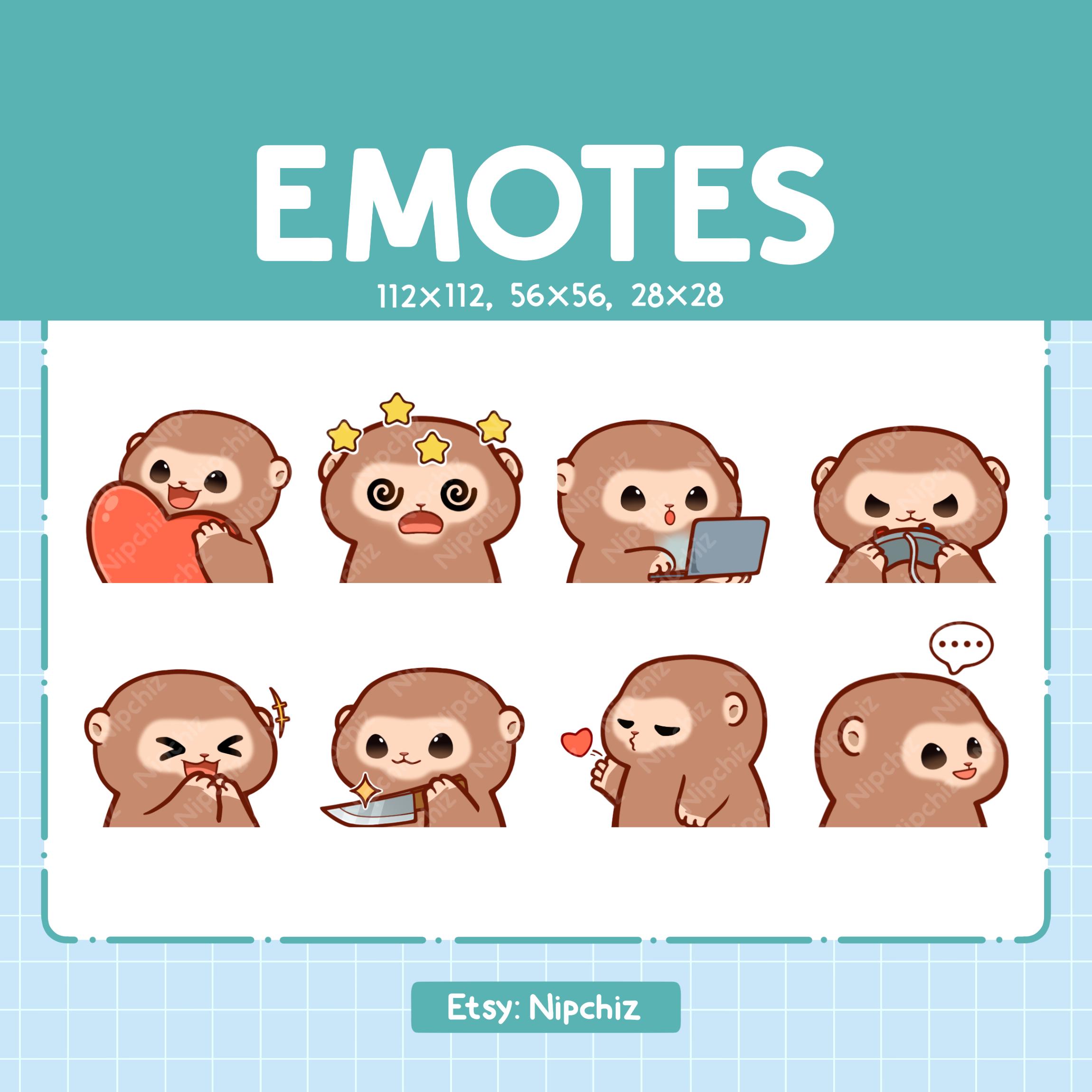 Monkey Emotes / Cute Emoji Pack / 8 Monkey Emotes for Streaming ...