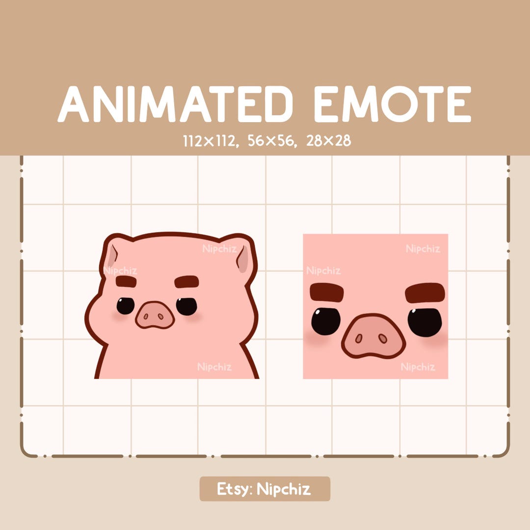 Animated Emote Chibi Pig Lifting His Thick Fabulous Eyebrows - Cute ...
