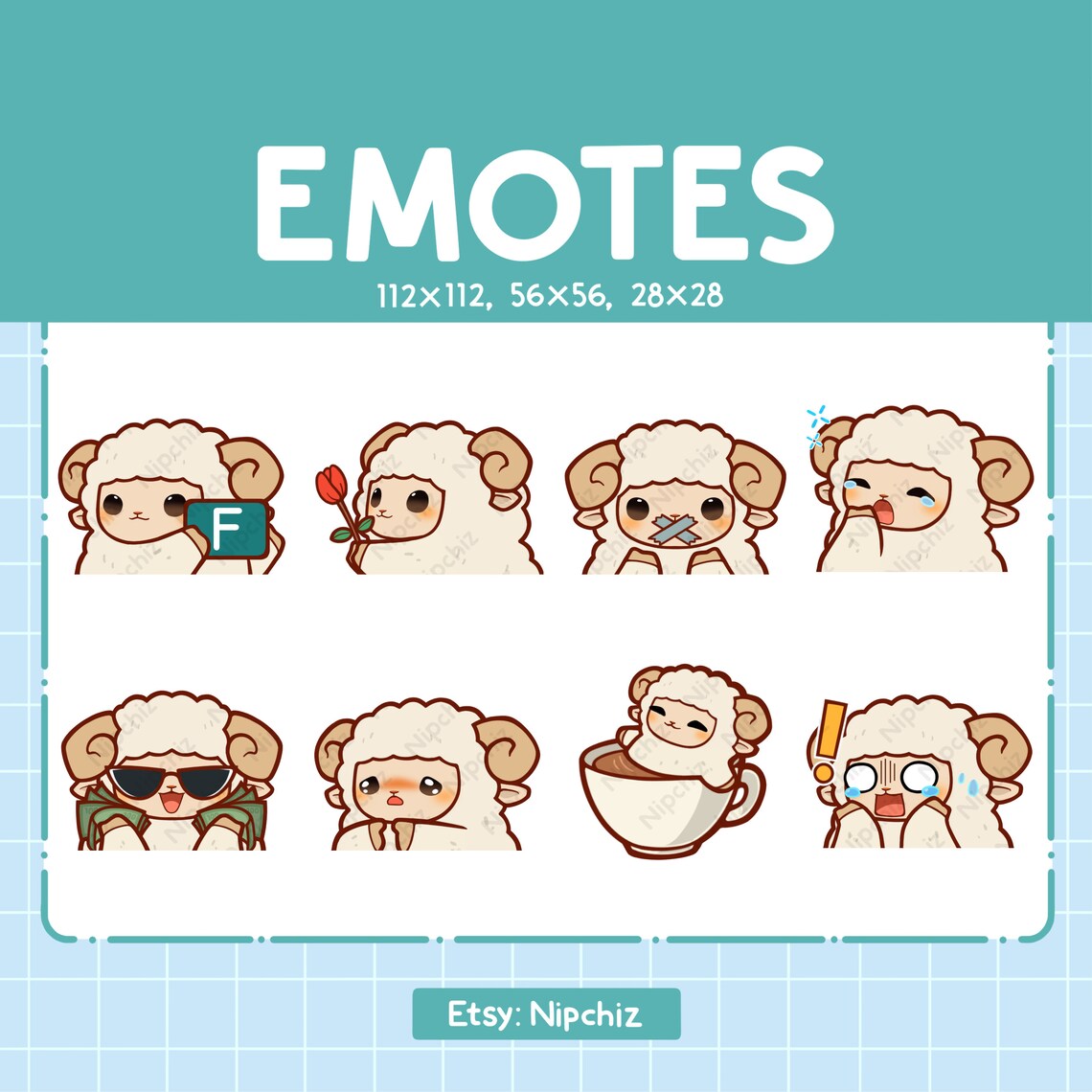 Sheep Emotes / Cute Emoji Pack / 8 Baby Sheep Emotes for Streaming ...