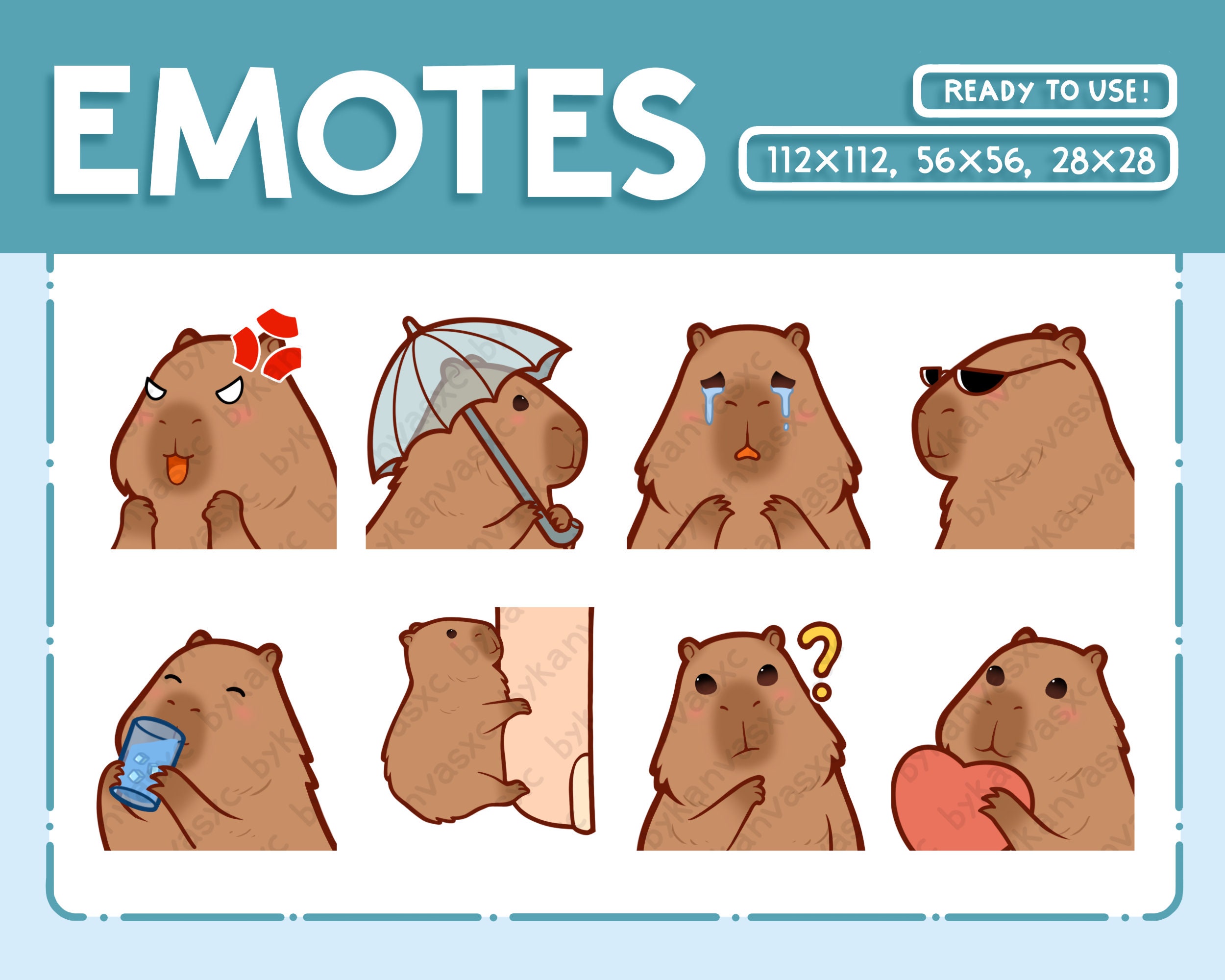 Capybara Emotes 8 Cute Capybara Bundle Emotes for Streamer - Etsy UK