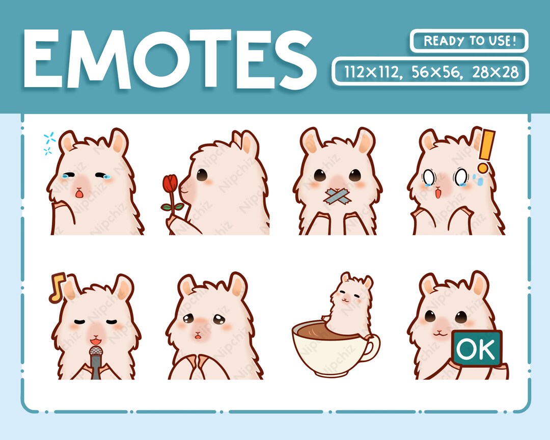 Llama Emotes 8 Cute Llama Bundle Emotes for Streamer - Etsy