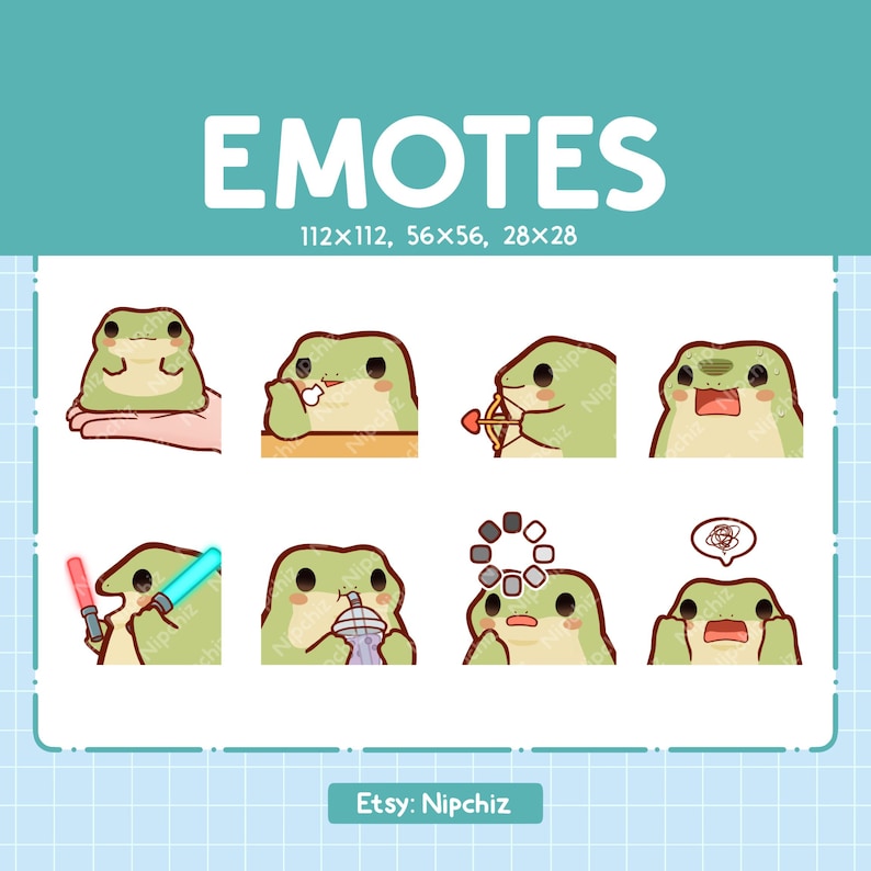 Chibi Frog Emotes for Streaming - (8) Kawaii Emotes – Cute Frog Emote ...