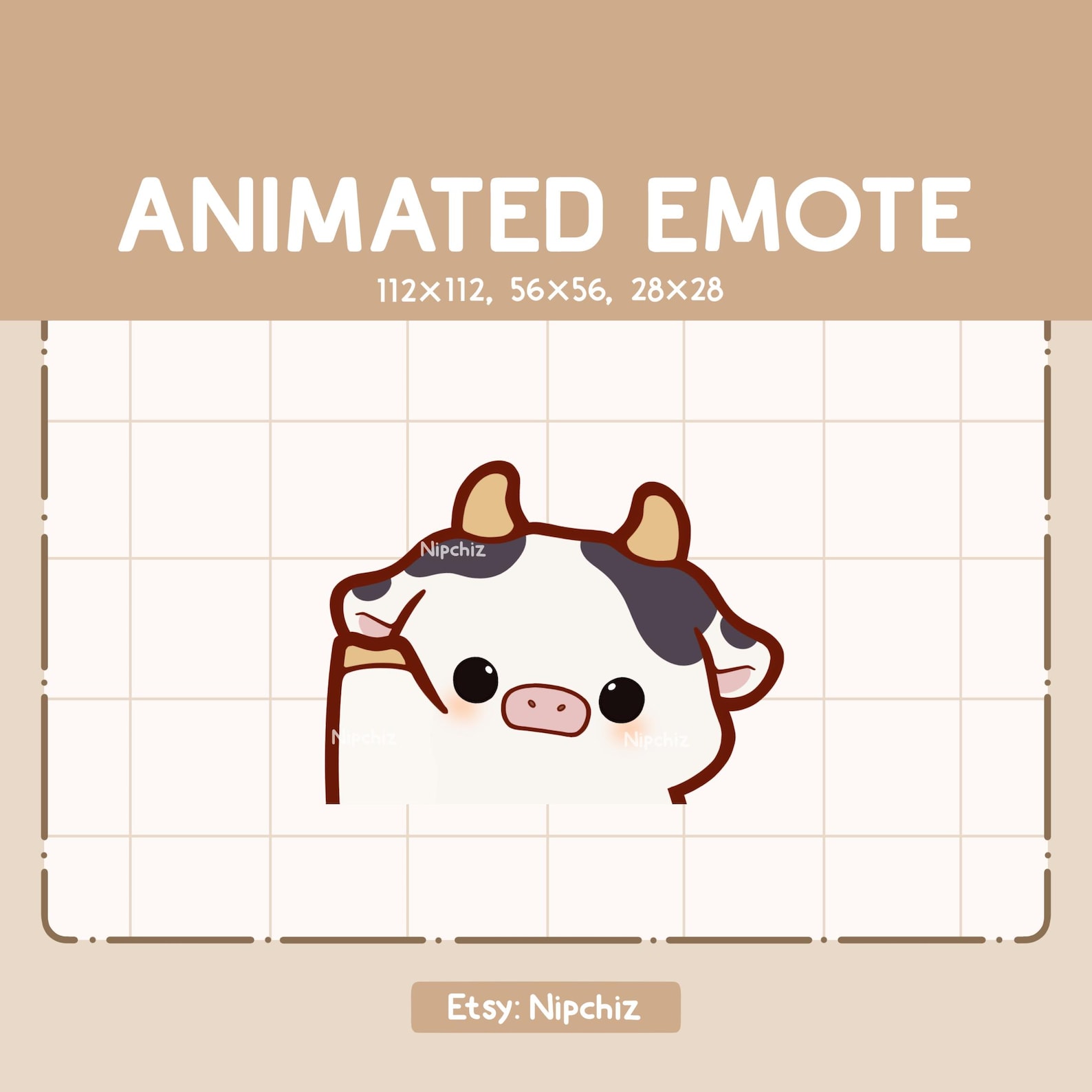 Animated Emote Cow Waving - Hello Emote - Chibi Emote for Streamer ...