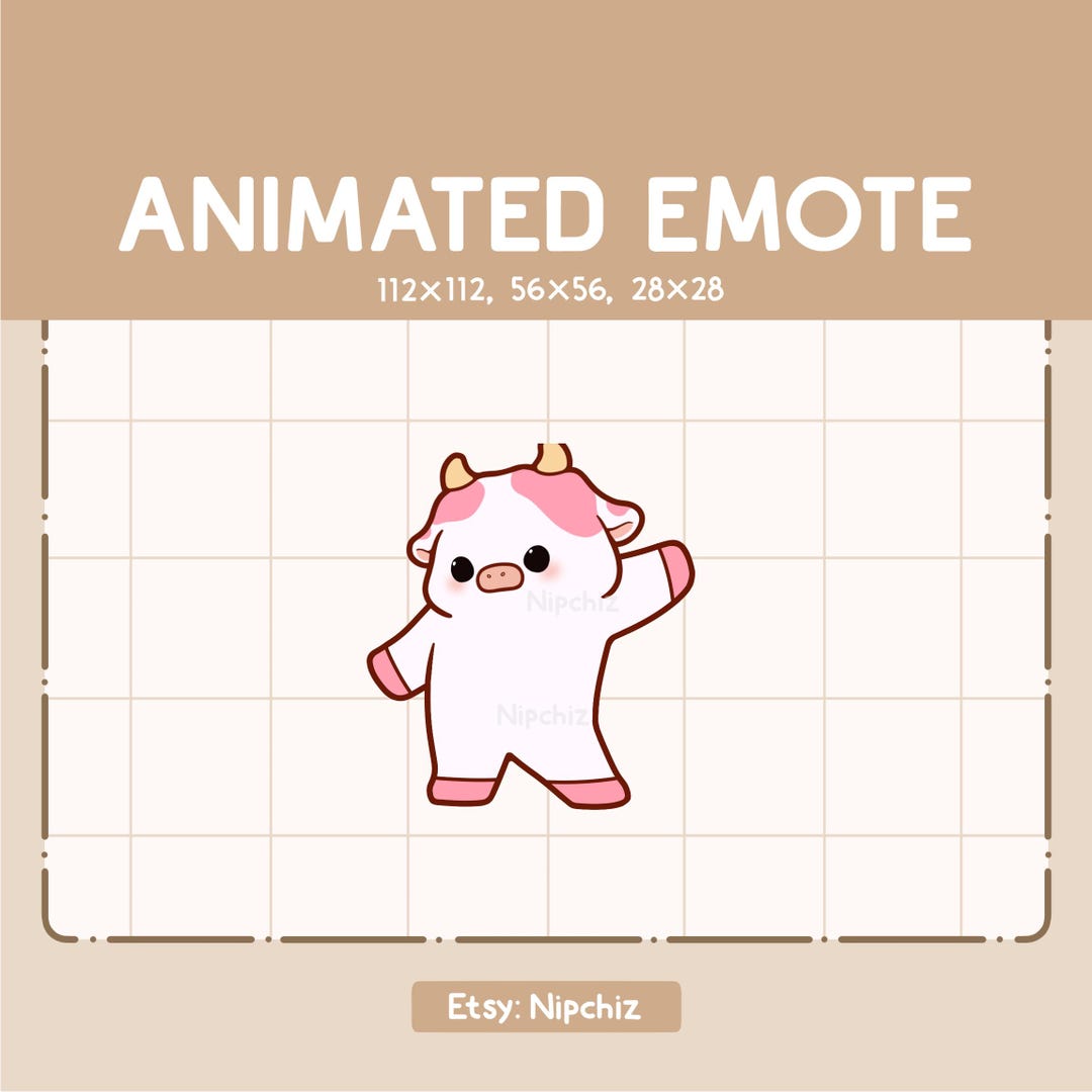 Animated Emote Joyful Pink Cow Dancing / Adorable Cartoon Emote / Ready ...