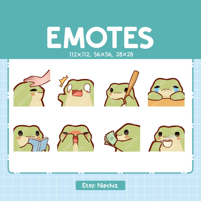 Kawaii Frog Emotes (8) – Cute Emotes for Streamer – Chibi Frog Emoji ...