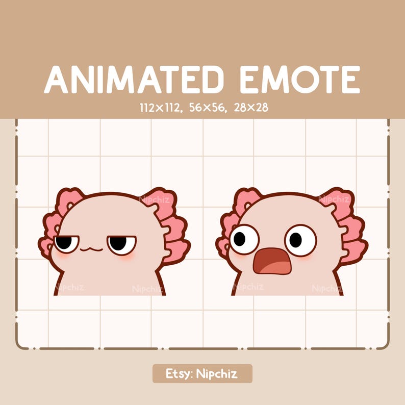 Animated Emote Chibi Axolotl is Suddenly Shocked - Funny Cartoon Emote ...