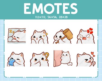 Cute White Cat Emotes 8 Emotes for Streamer Cute White Cat Emote Pack ...