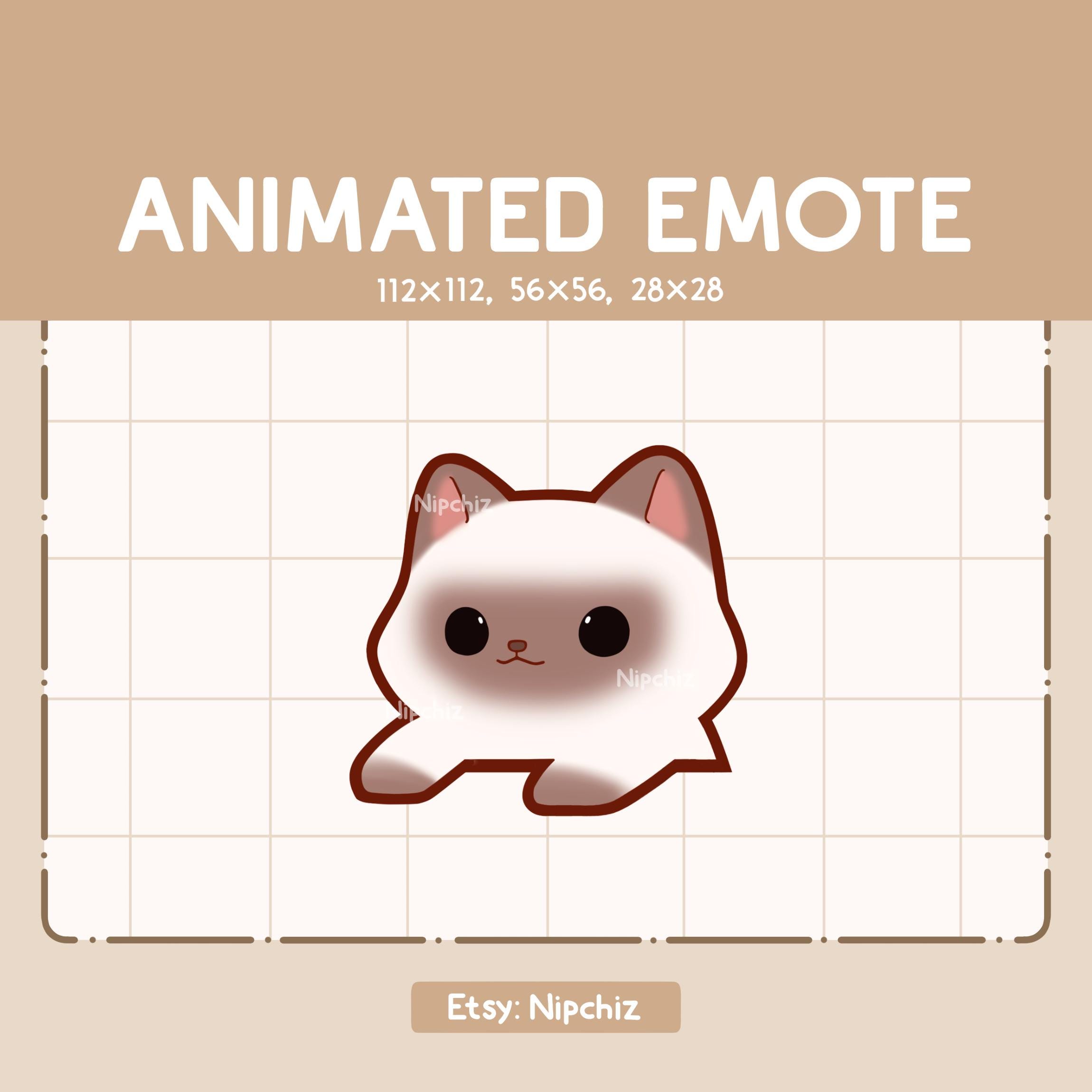 Animated Emote Kawaii Siamese Cat Slapping a Table - Chibi Emote for ...